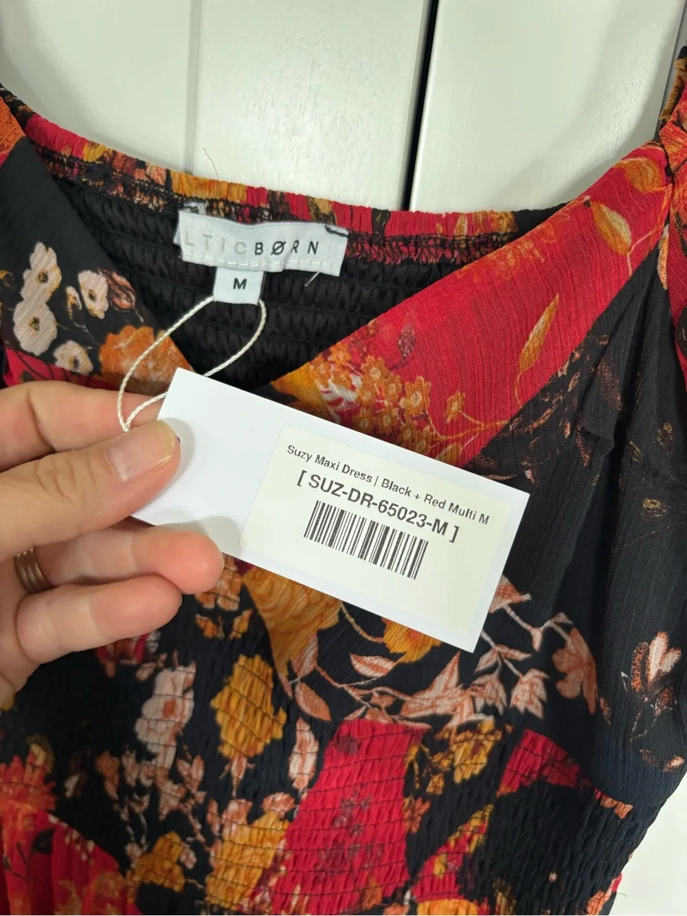 Baltic Born | Dresses | Baltic Born Red And Black Floral Patchwork Maxi ...